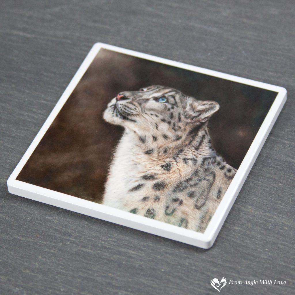 'Mountain Spirit' Snow Leopard Coaster by Wildlife Artist Angie